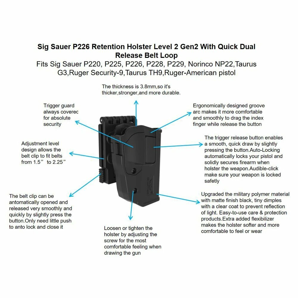OWB Кобура для Beretta 92fs, Beretta Px4, Sig Sauer P320, Sig Sauer P226, P228, Glock 17, p226 p228
