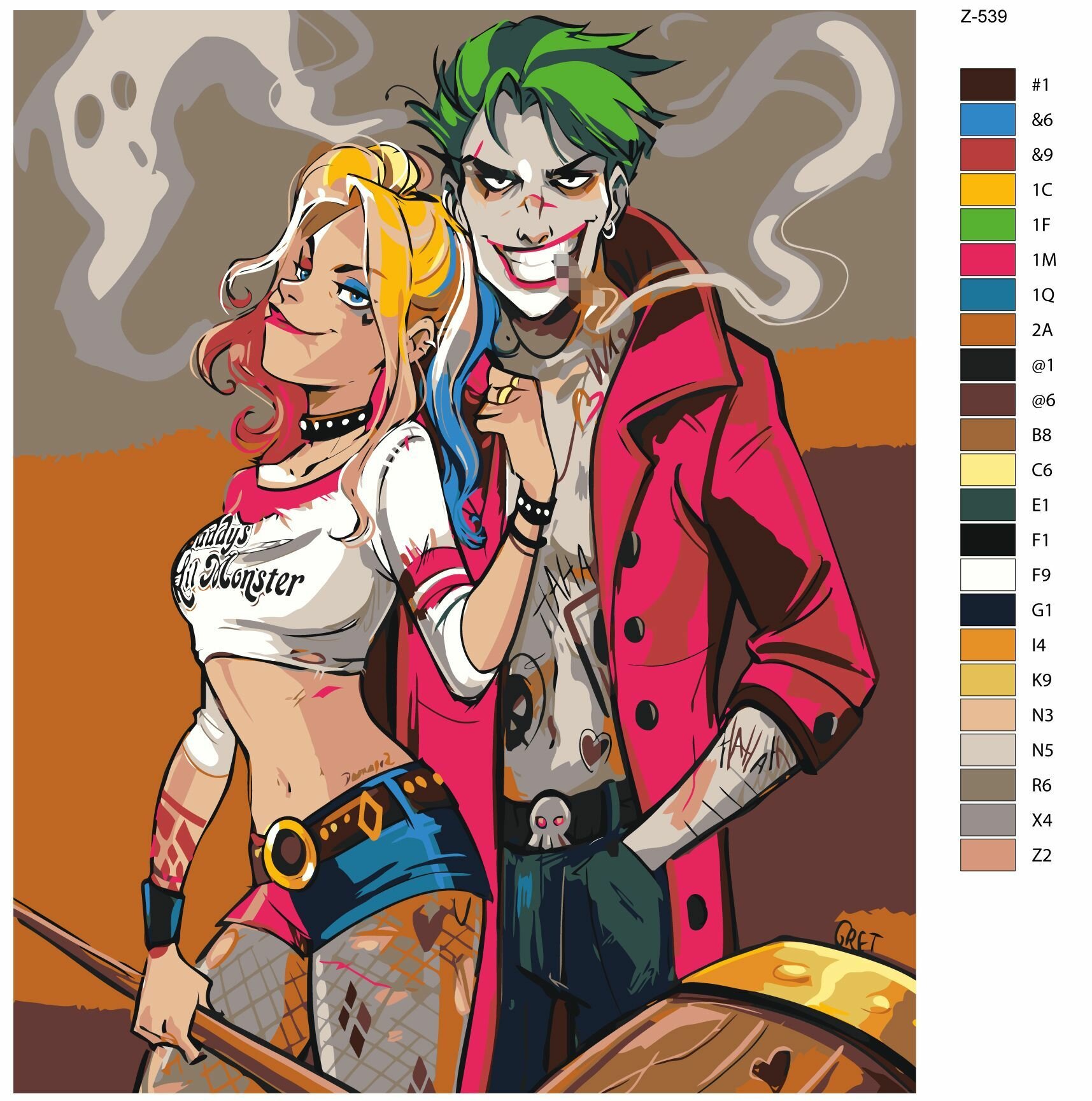 Картина по номерам Z-539 "Харли Квинн и Джокер. Комиксы" 40x50