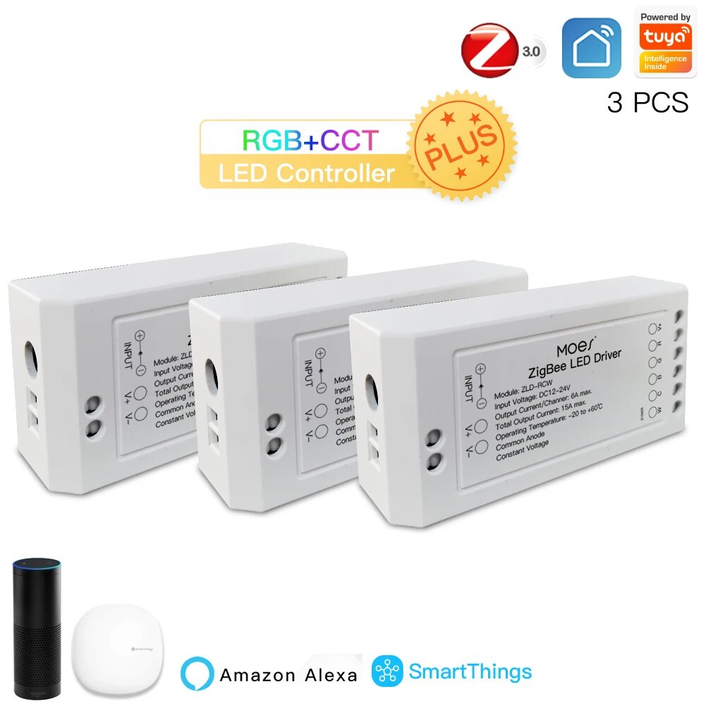 MOES ZigBee RGB+CCT LED контроллер, 3 шт.