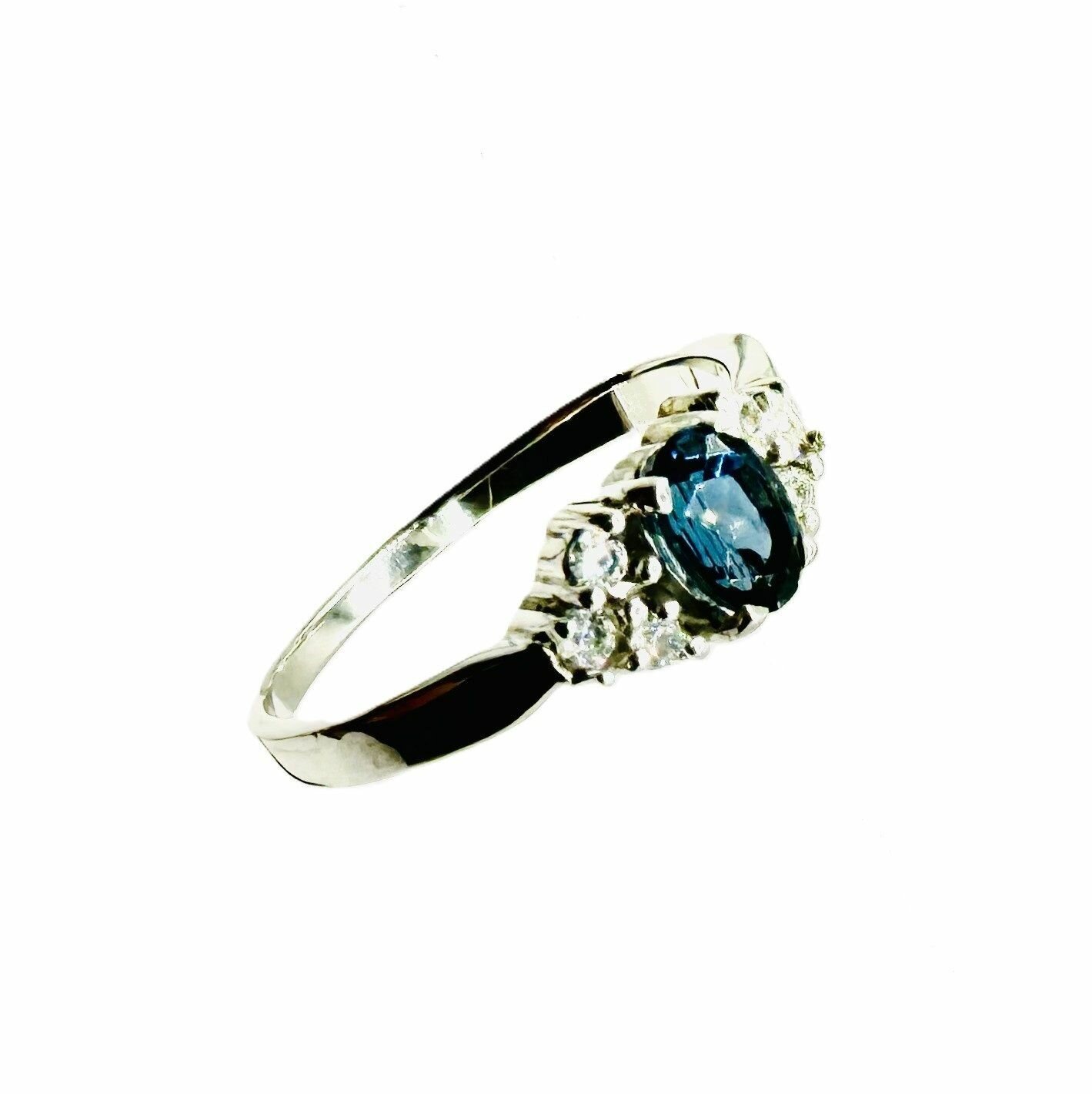 Кольцо тонкое, серебро, 925 проба, родирование, фианит, топаз