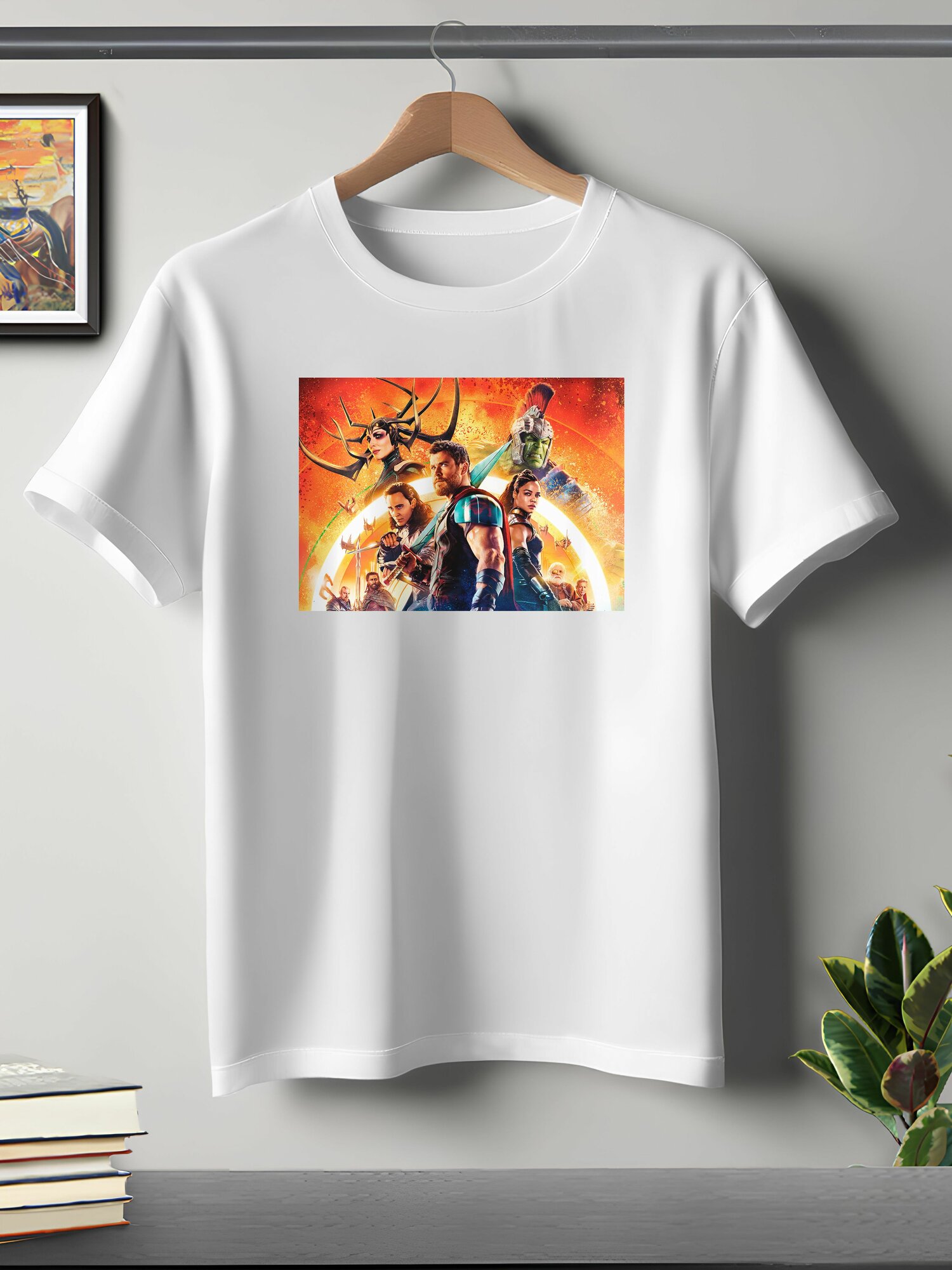 Футболка ONEQ унисекс 52-54 (XXL) размер с принтом Тор, белая