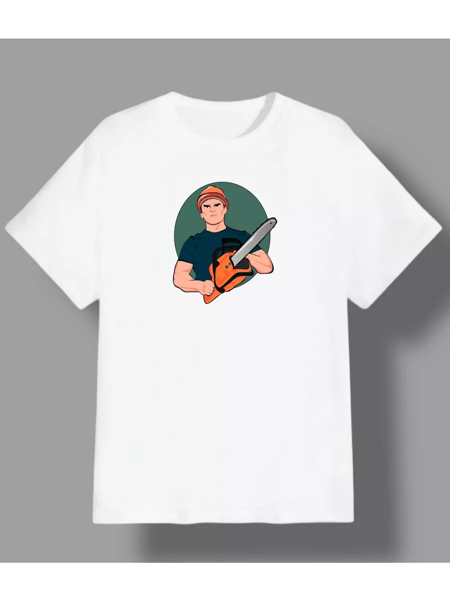 Футболка работник с бензопилой