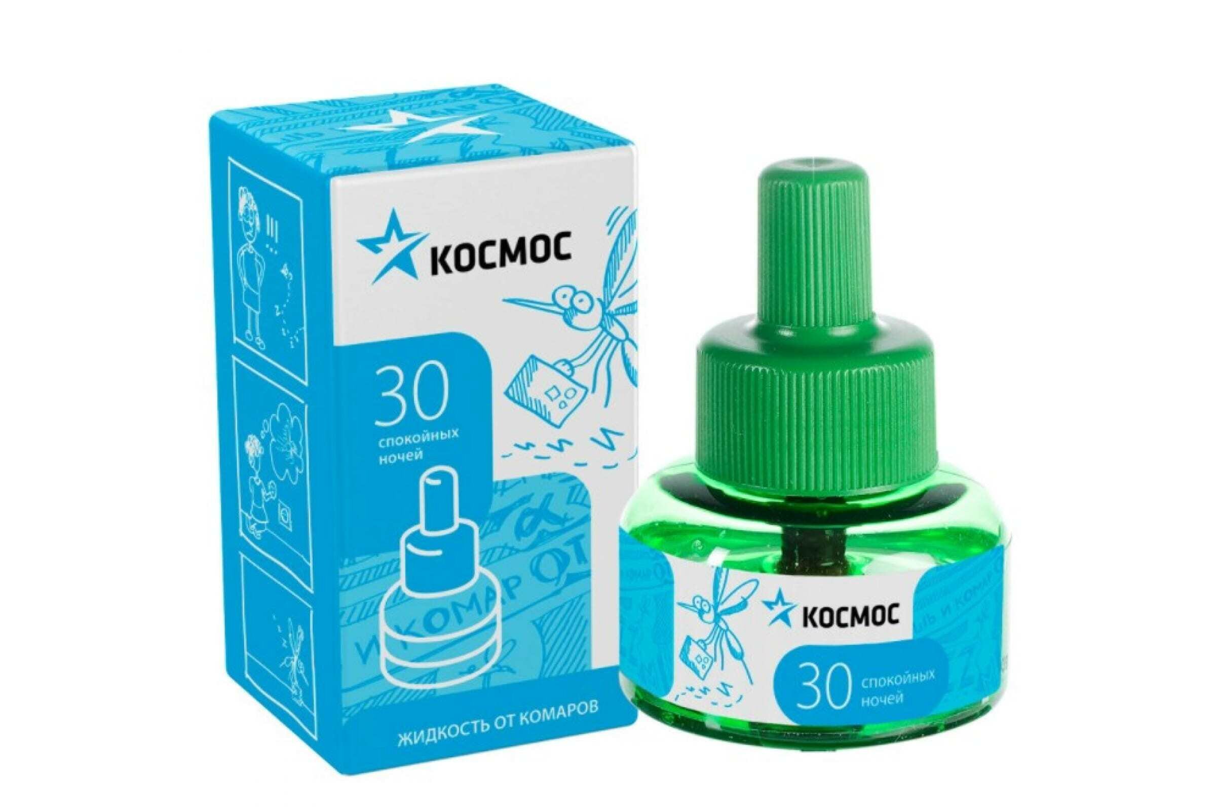 Жидкость от комаров для фумигатора 30 ночей без запаха Космос KOC_GH325