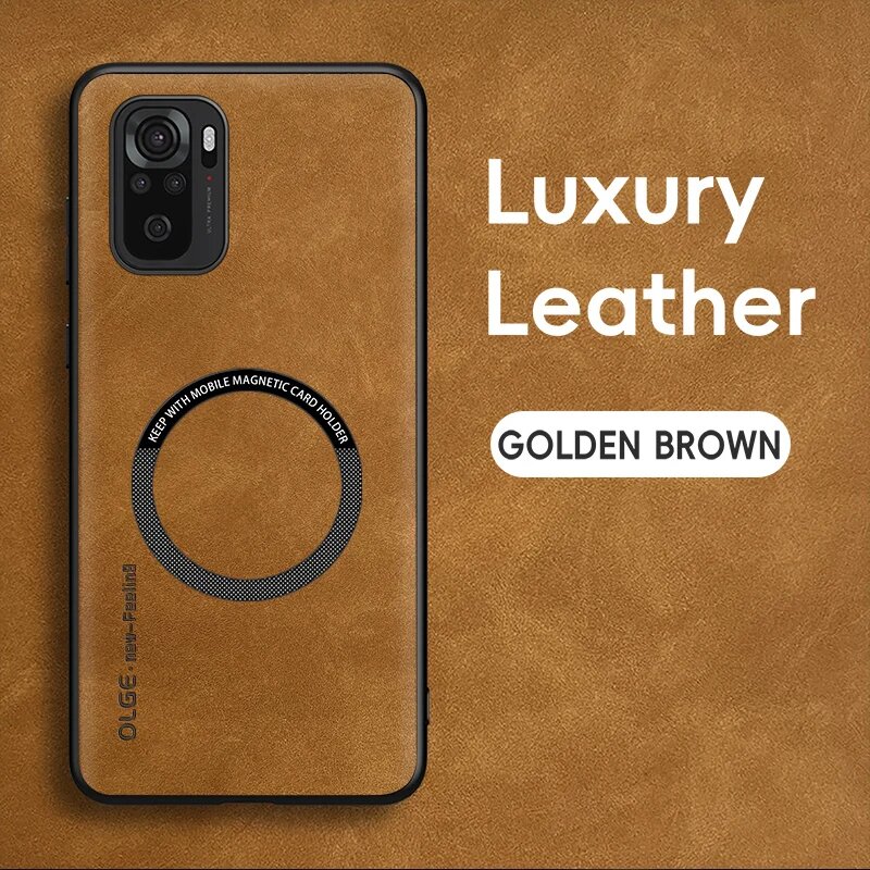 Магнитный кожаный чехол в стиле ретро для Xiaomi Redmi Note 10 10s Note10 Poco M5S PocoM5s, чехол для телефона с беспроводной зарядкой Коричневый, Brown, For Poco M5S