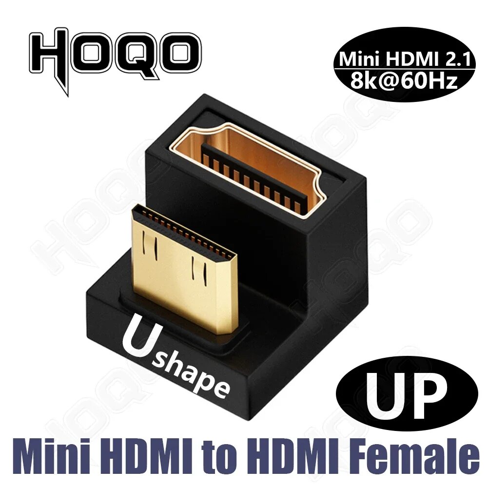 HOQO Угловой HDMI переходник 180° 8K 60Hz Mini HDMI to HDMI