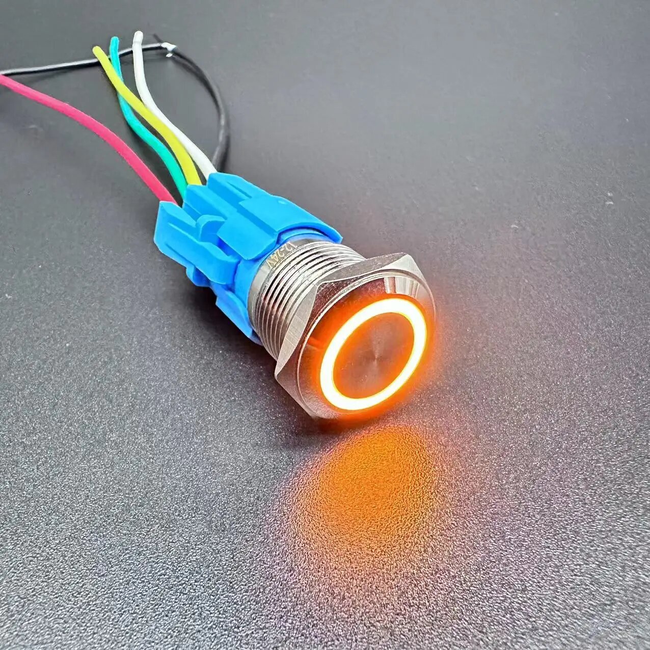 Водонепроницаемый металлический кнопочный 16MM, Yellow Circle, Fixed self-locking, 110-220V