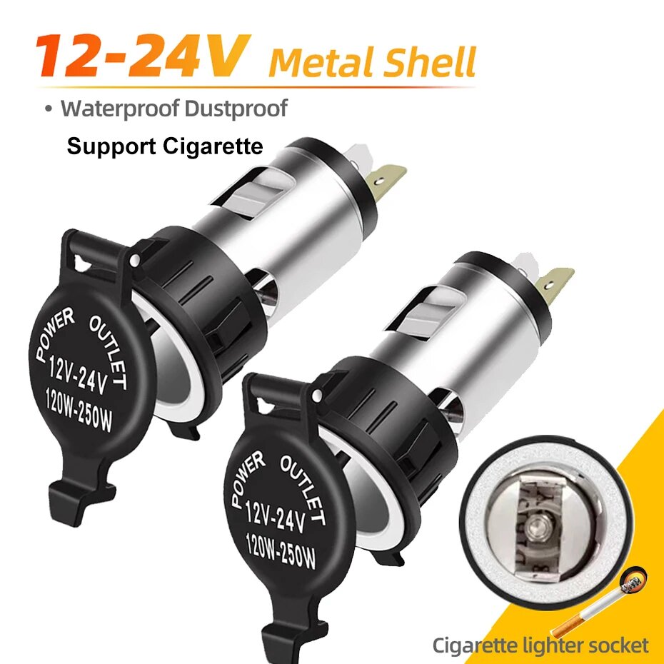 Автомобильный прикуриватель 12-24V, 120-250W, 2pcs-lighter