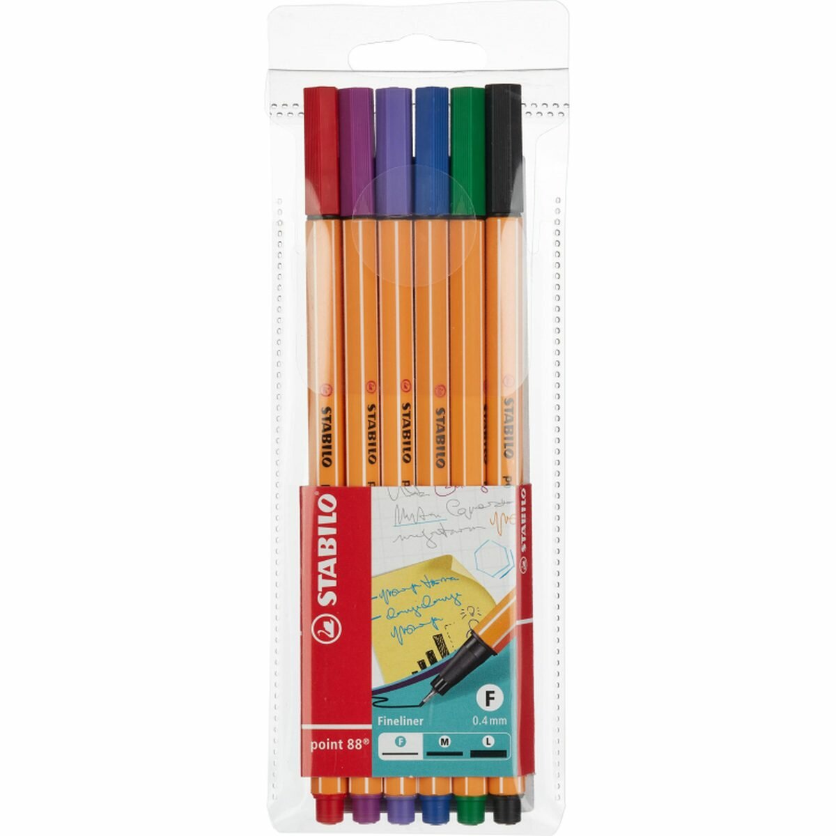 Набор капиллярных ручек Stabilo Point 88 (0.4мм, 6 цветов) 6шт. (88/6), 10 уп.