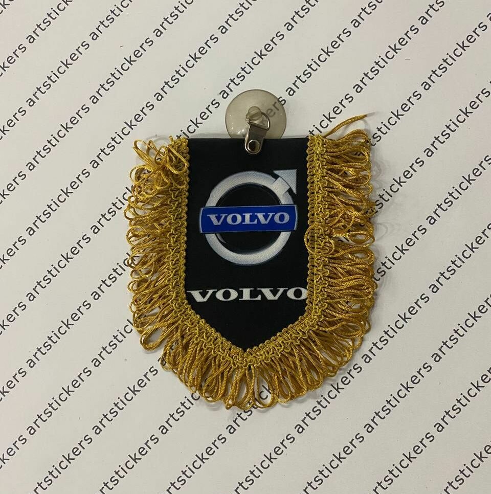 Вымпел VOLVO, 9х13см + бахрома 2см, двусторонний на присоске, ткань, аксессуар для авто