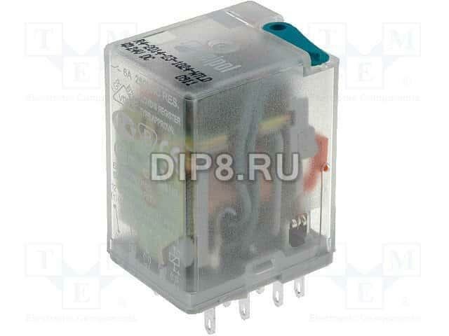 Реле RELPOL R4N-2014-23-1024-WTLD, промышленное, 4PDT, Uобмотки 24VDC, 6A/250ВAC, 6A/24ВDC, IP40, монтаж на колодку