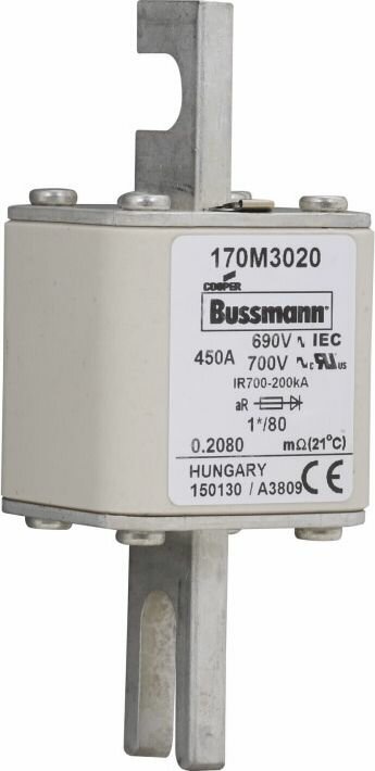 Предохранитель BUSSMANN 170M3020 Предохранитель быстродействующий с характеристикой AR 450А 690VAC 1*/80 1шт