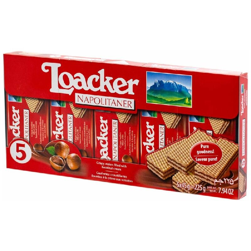 Вафли LOACKER MULTIPACK Наполитанер с ореховой начинкой (47г) 225г