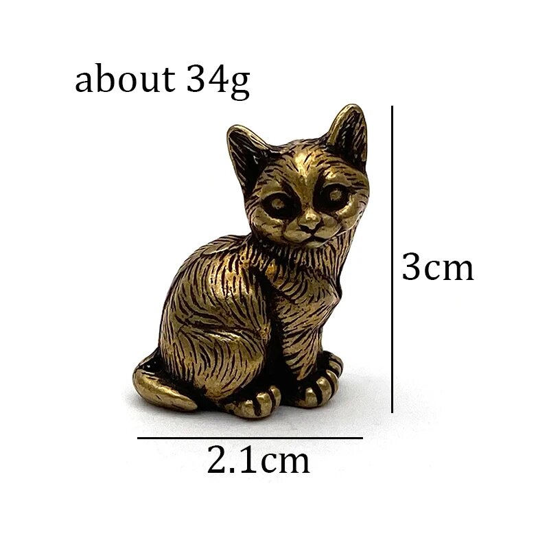 Латунная кошка-талисман, 34г, 3х2.1см, Cat Ornament B
