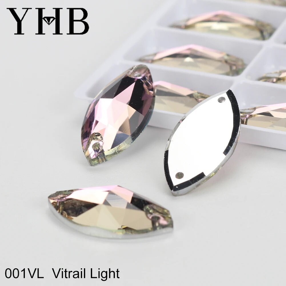 Стразы YHB Navette, 7x15 мм, Vitrail Light, 42шт