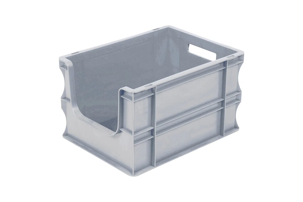 Sembol Plastik Ящик п/п 400x300x220 с вырезом, сплошной, дно гладкое, серый 31775