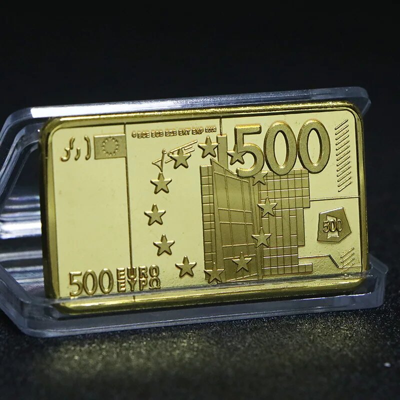 Квадратная позолоченная юбилейная монета ЕС 500 евро