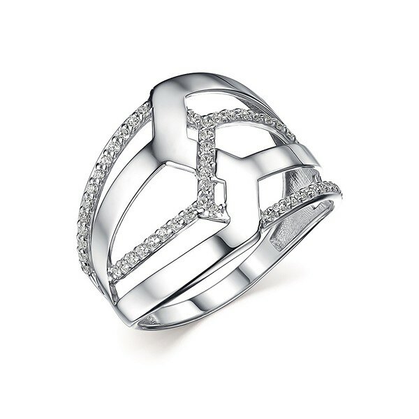 Кольцо, серебро, 925 проба, родирование, фианит