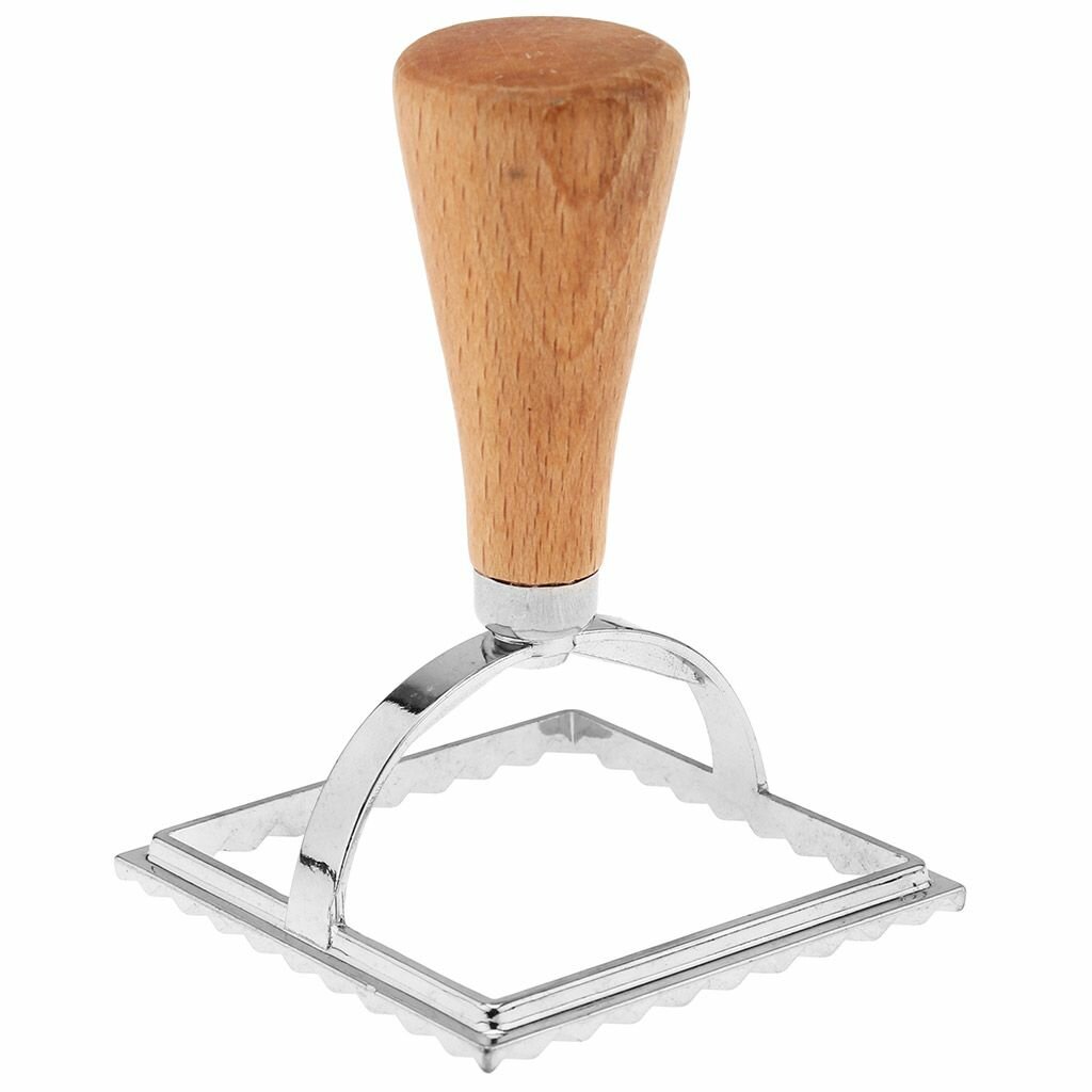 Штамп для пельменей КНР "Квадрат", металлический, 7х7 см, высота 10 см, деревянная ручка