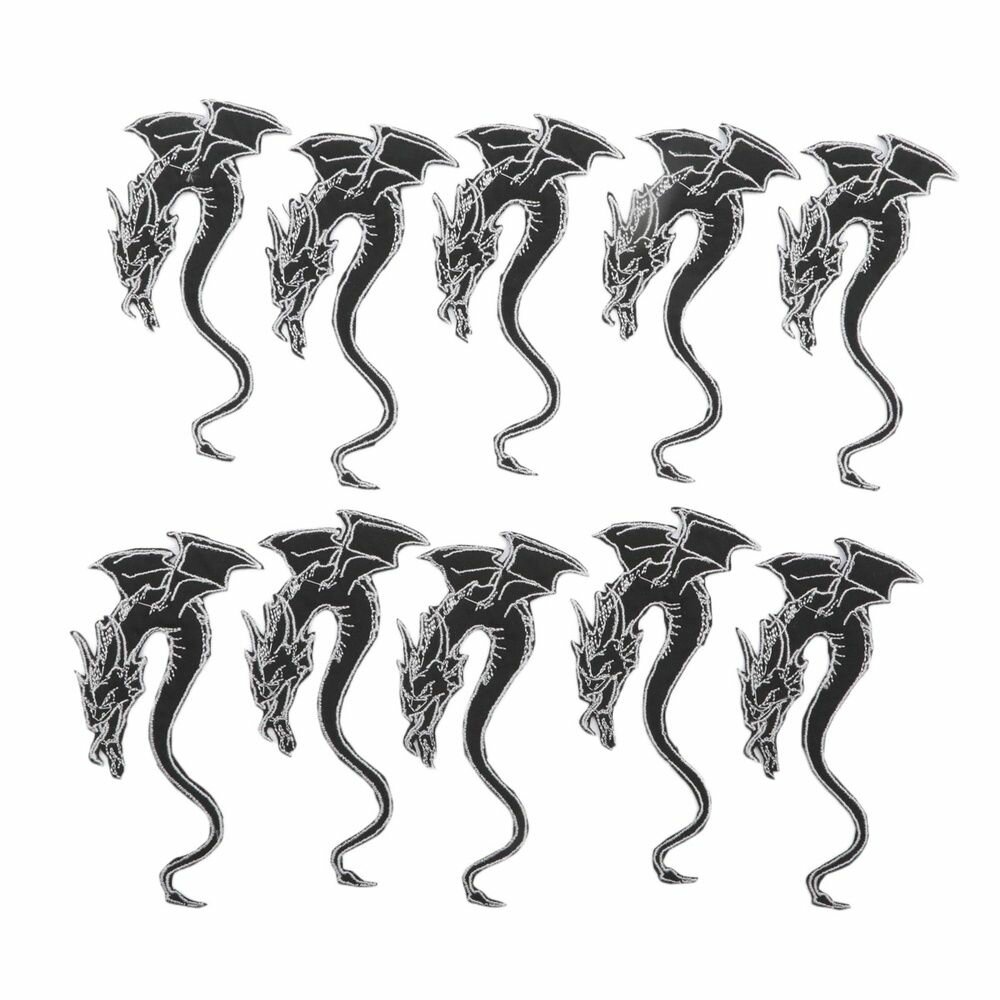 Термоаппликация айрис Дракон, черно-белый, 67х120 мм 10 шт (912)