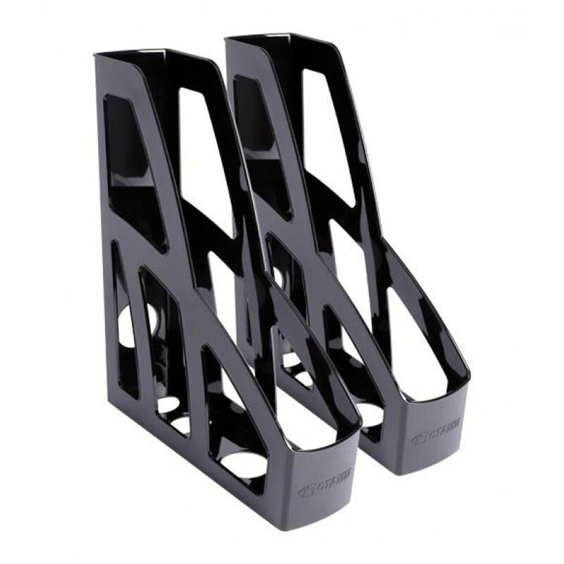 Лоток для бумаг СТАММ вертикальный, "Лидер", черный, 2 шт (ЛТ128)