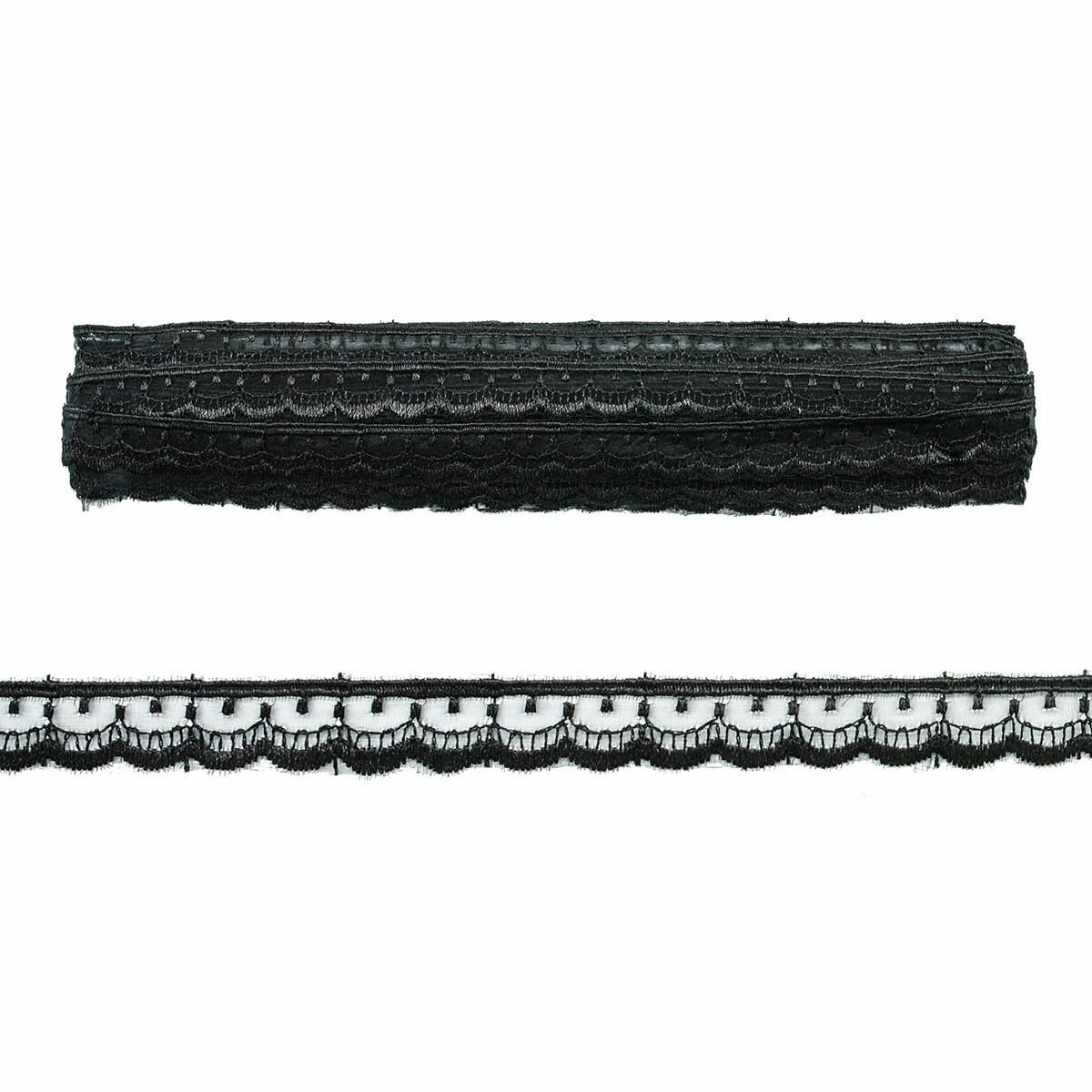 Кружево айрис Капрон, 0574-1027, 1,5 см, 13,71 м, черное