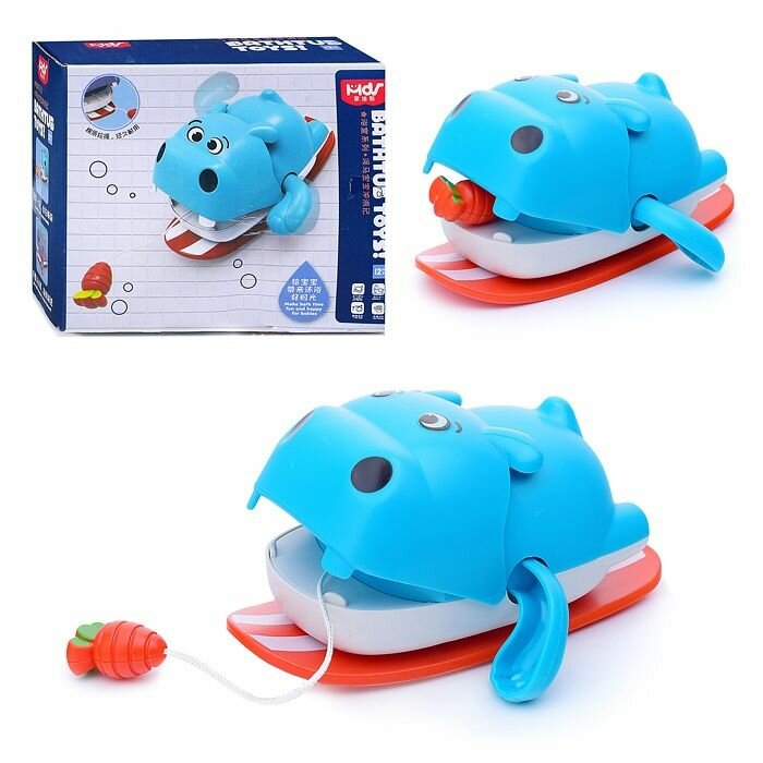 Заводная игрушка Oubaoloon "Бегемот", пластик, в коробке (368-11A)