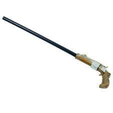 Трость Стимпанка Пистолет ВА3204 пластиковая черная, золотая, серебристая, длина 100 см