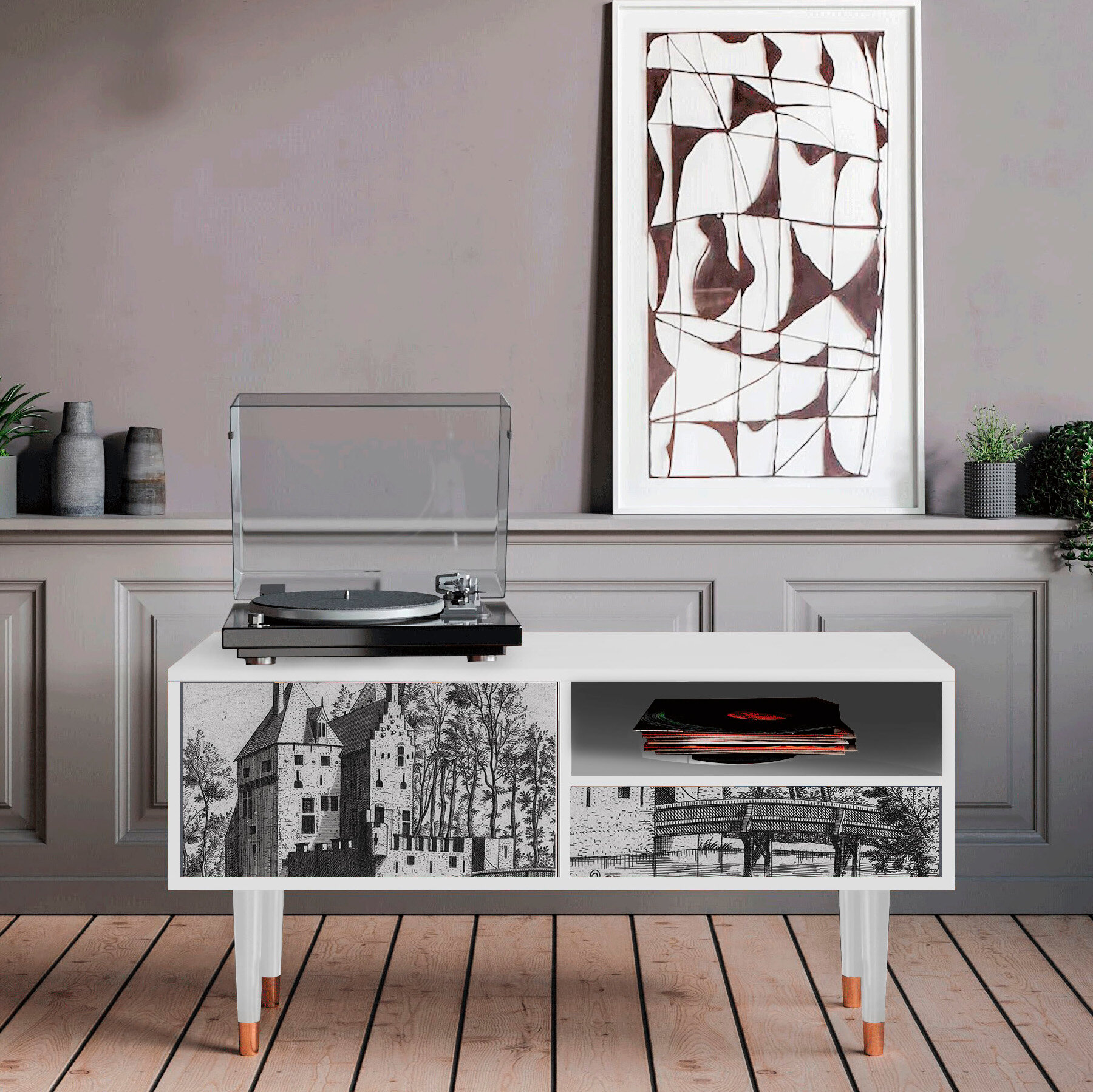 ТВ-Тумба - STORYZ - T3 Castle with Lift Bridge by Pieter Breugel , Размер - 115 x 59 x 48 см, Цвет корпуса - , Белый