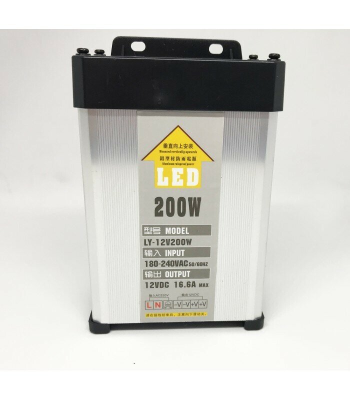 Блок питания дожде стойкий, 12 Вольт DC, 200 Ватт. Стандарт, IP54