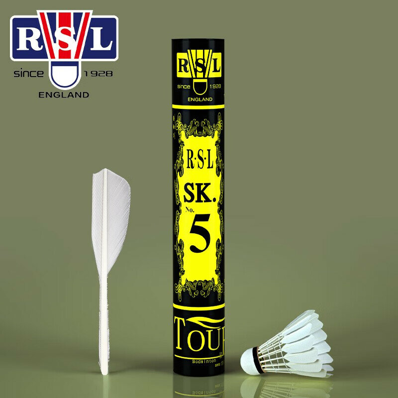 Yashilong RSL Badminton Shuttlecocks, Size 5 Goose Feather, 12 Pieces Per Tube, Durable And Stable, for Competition And Training, SK. NO.5