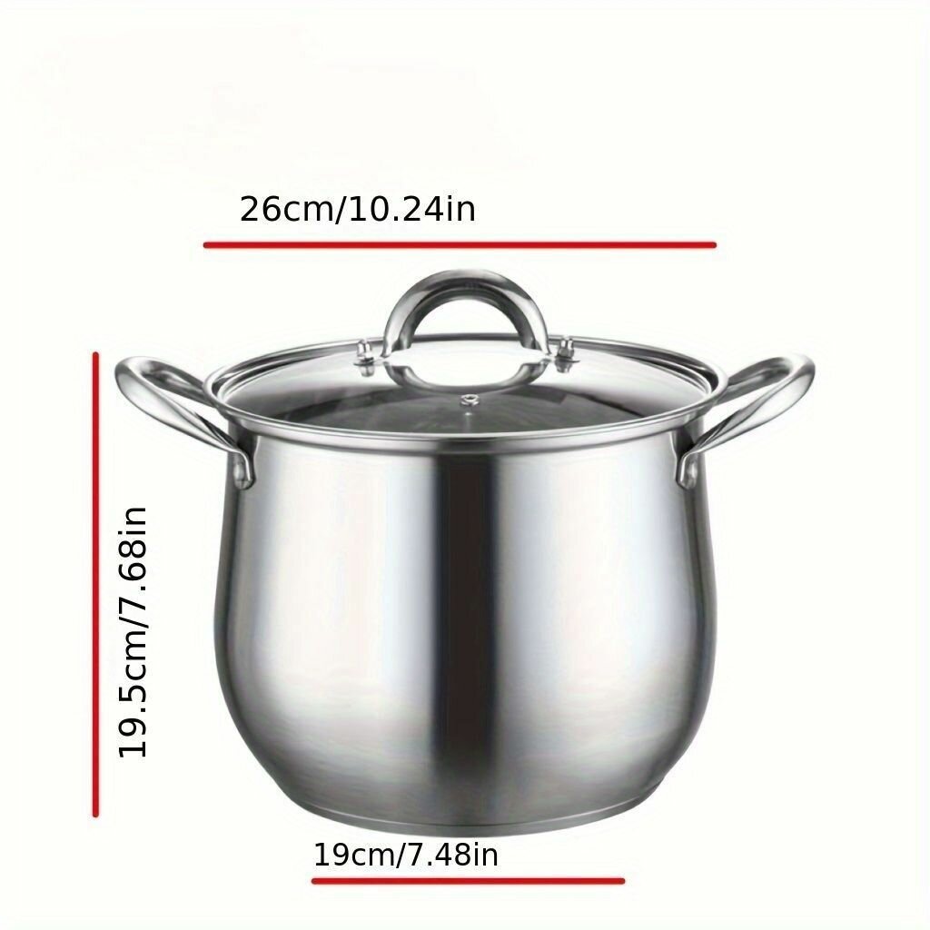 Кастрюля 304 из нержавеющей стали, глубокая, с крышкой и ручками, для супа и варки — фото 1