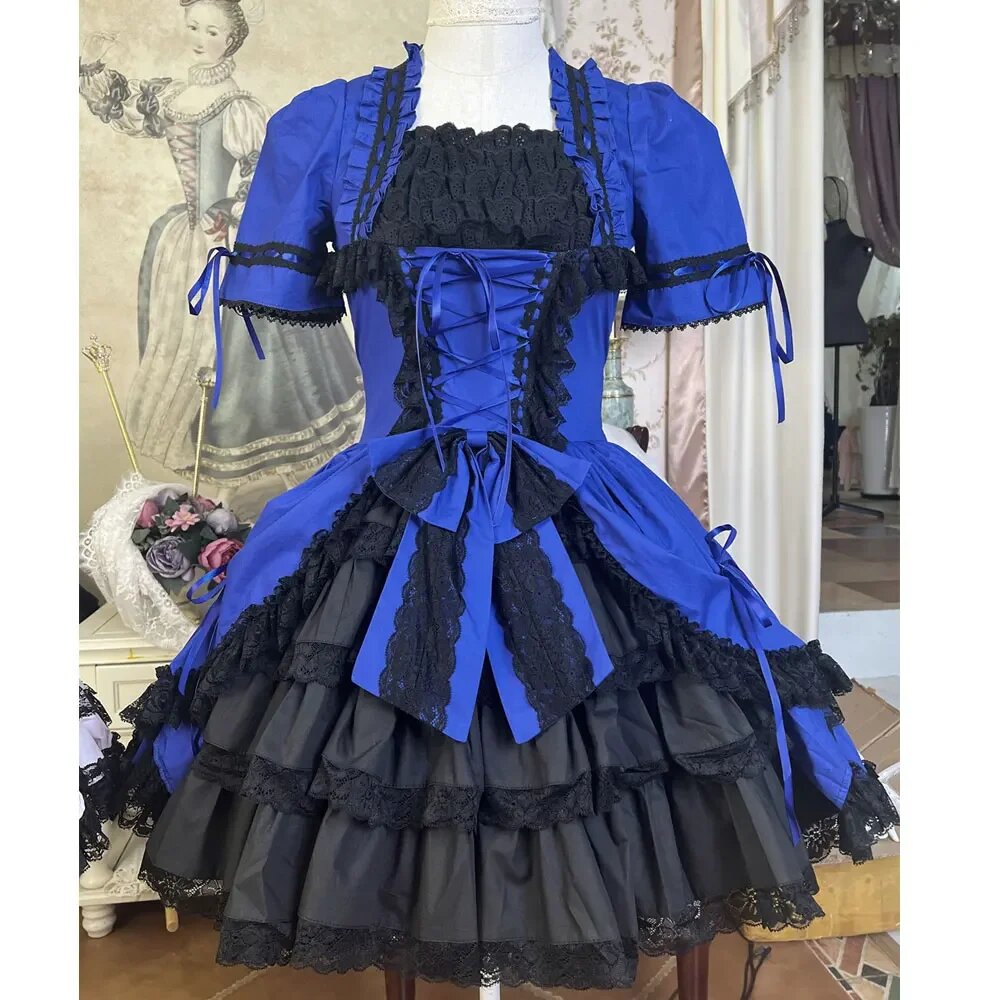 Loligals Винтажное платье Лолиты из полиэстера для женщин S, Синий