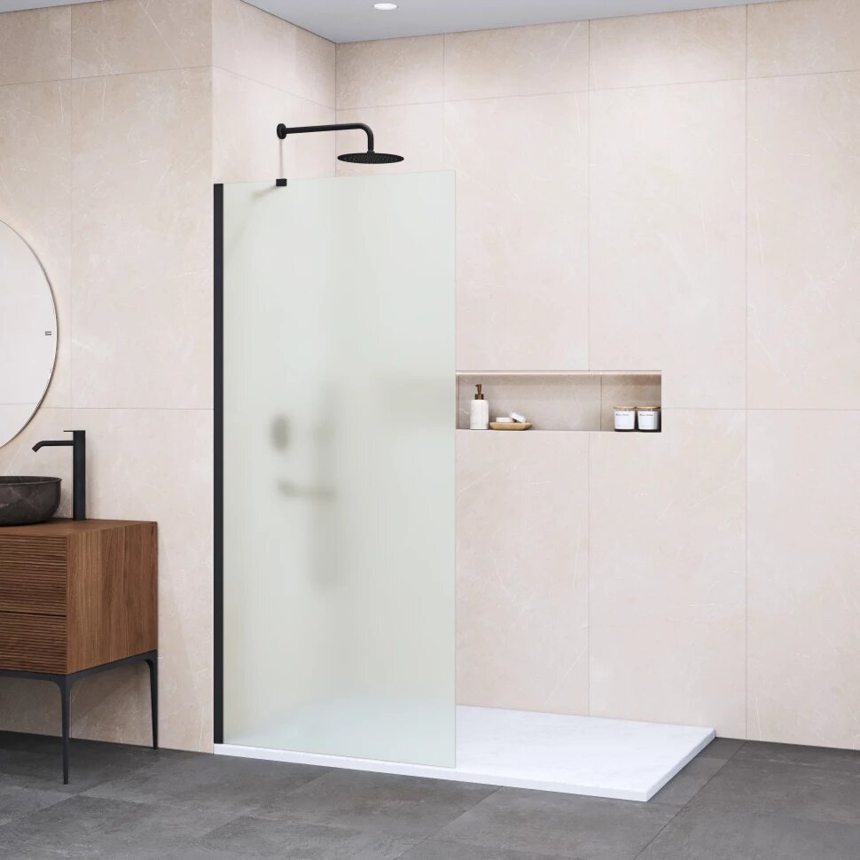 Душевая перегородка RGW WA-110B Walk-in 351011014-24 140 см, профиль черный матовый, стекло матовое