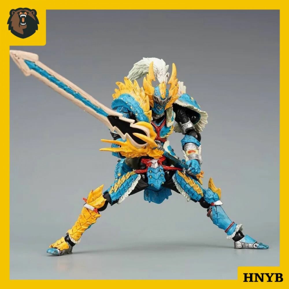 Фигурка Охотник на монстров фехтовальщик / Monster Hunter Swordsman Zinogre Set Revoltech 17 см