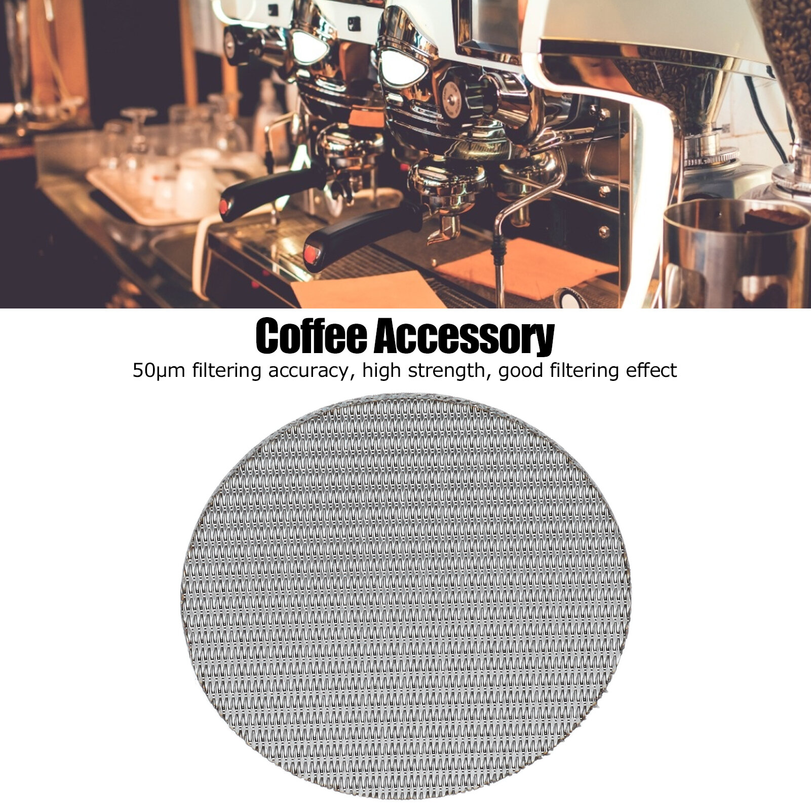 Портафильтр для кофе, экран с шайбой, пищевая нержавеющая сталь, фильтр для приготовления кофе, 50 мкм, тонкость фильтра, 51 мм/2,0 дюйма