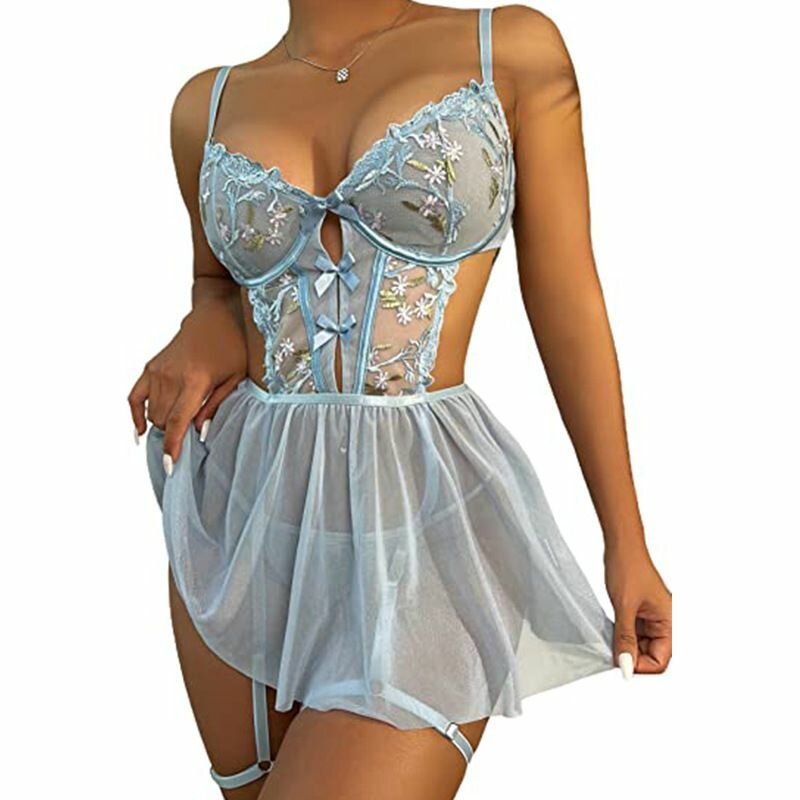 Женское сексуальное нижнее белье, прозрачная сетка, на завязках, размер 42-54