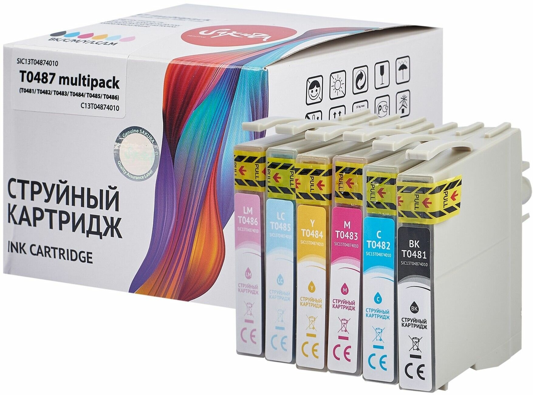 Набор картриджей C13T04874010 для принтера и МФУ Epson, струйный, мультипак, 16 мл, 460 страниц, Sakura