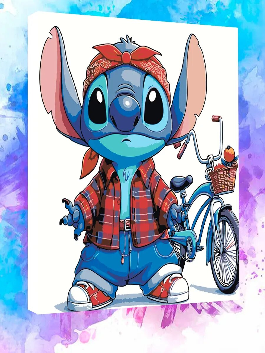 Картина по номерам Лило и Стич Велосипед