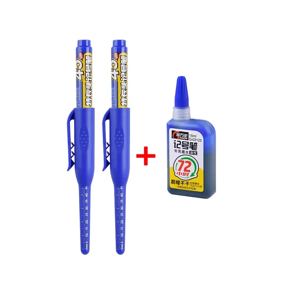 Водонепроницаемые маркеры для глубоких отверстий 45 мм черный/синий/красный Синий, blue 2pen 1ink