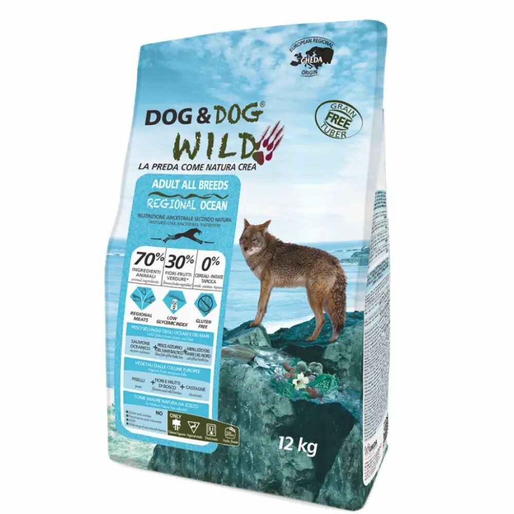 Dog & Dog Wild Regional Ocean Сухой корм для собак, с лососем и треской, 12 кг