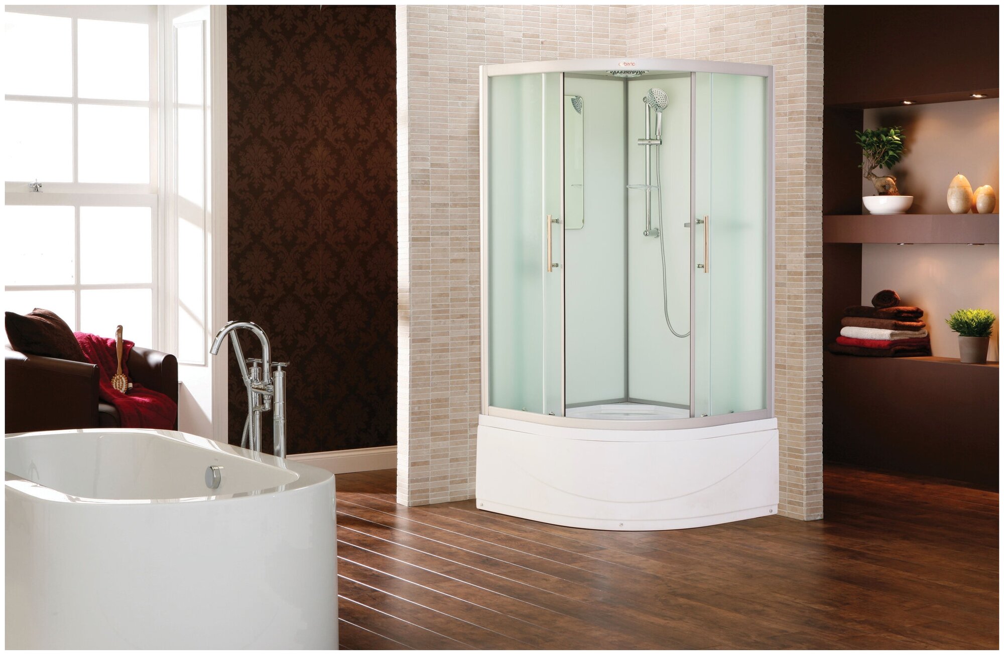 Душевая кабина Esbano EST-100CRB, раздвижные двери, белая, универсальная