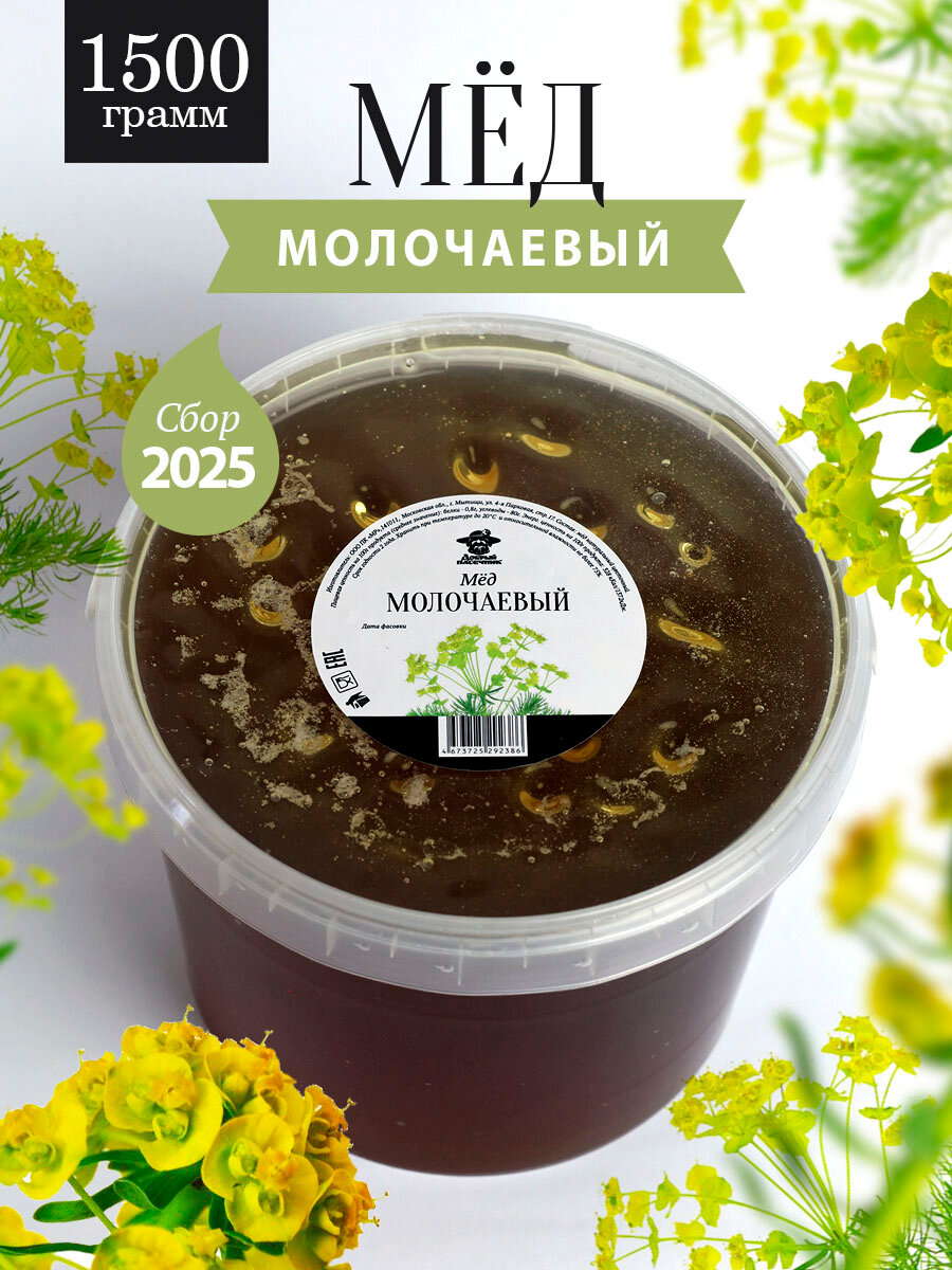 Молочаевый мед 1500 г, натуральный, Добрый пасечник