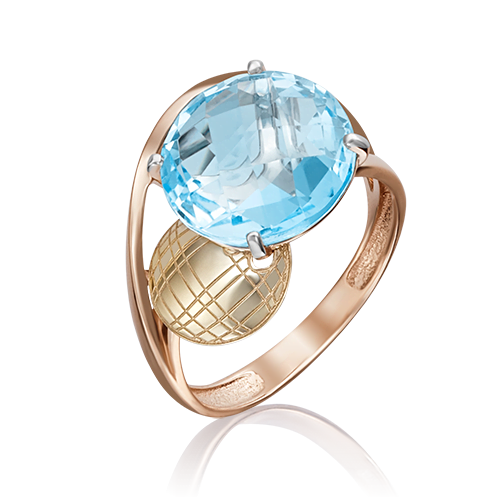 Кольцо, красное золото, 585 проба, топаз