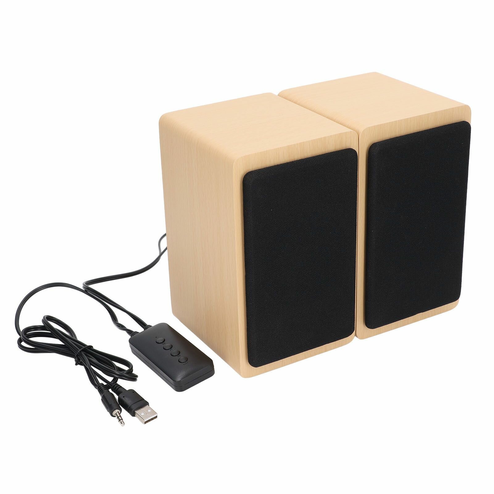 Компьютерные колонки с USB, Bluetooth и сабвуфером из белого дерева для ПК/ноутбука