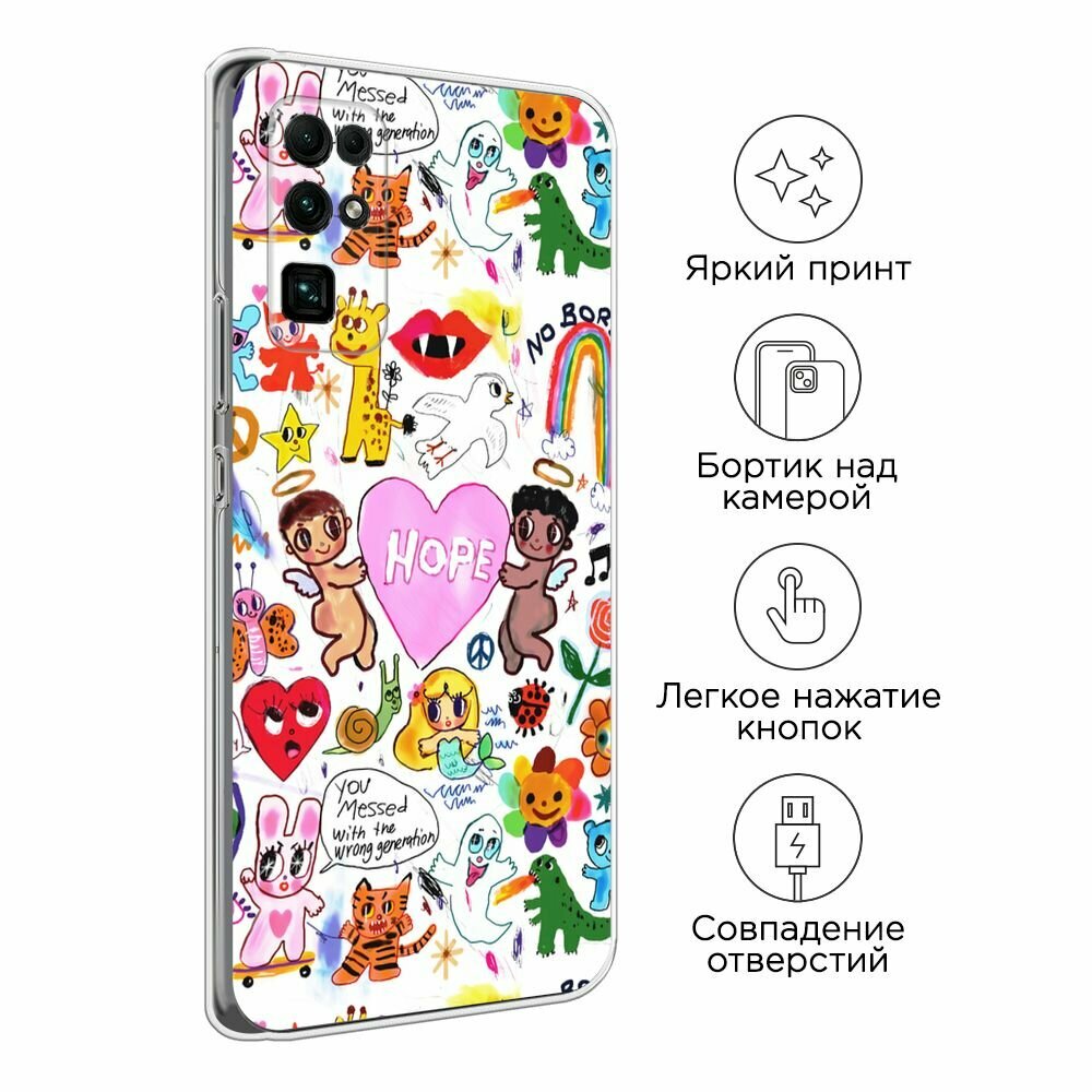 Силиконовый чехол на Honor 30 / Хонор 30 с принтом "Милые рисунки" — фото 1