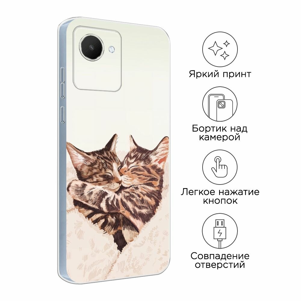 Чехол на Realme C30 / Реалми C30 с принтом "Влюбленные котейки - 14 февраля" — фото 1