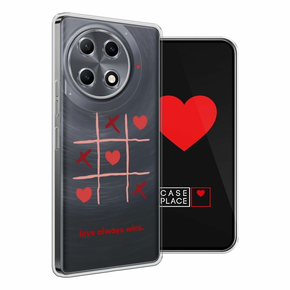 Чехол на Tecno Camon 30S / Текно Камон 30S с принтом "love always wins - 14 февраля", прозрачный — фото 1