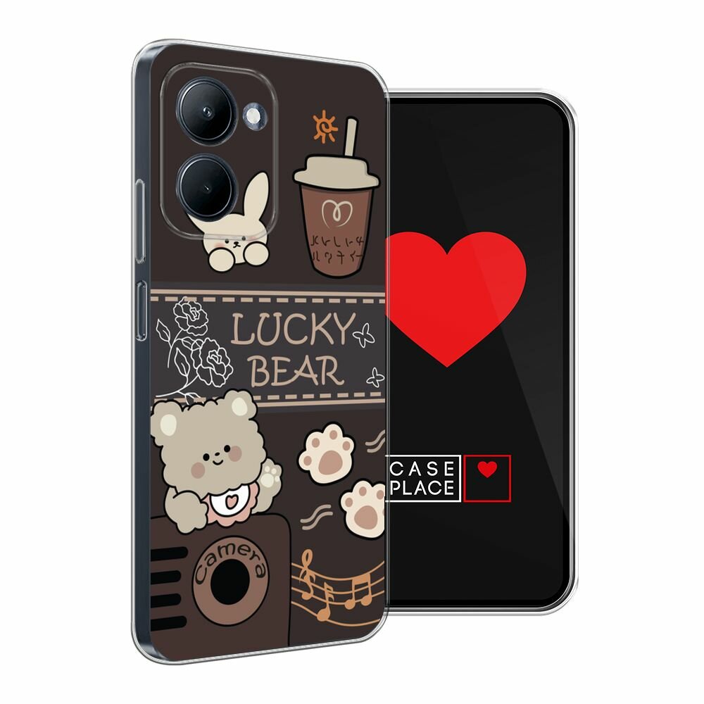 Чехол на Realme C33 / Реалми С33 с принтом "Lucky bear coffee 1" — фото 1