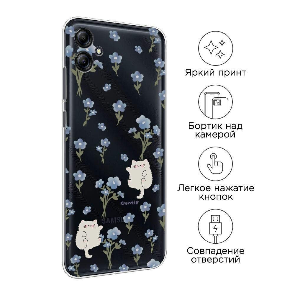 Чехол на Samsung Galaxy A04e / Самсунг A04e с принтом "Gentle cats", прозрачный — фото 1