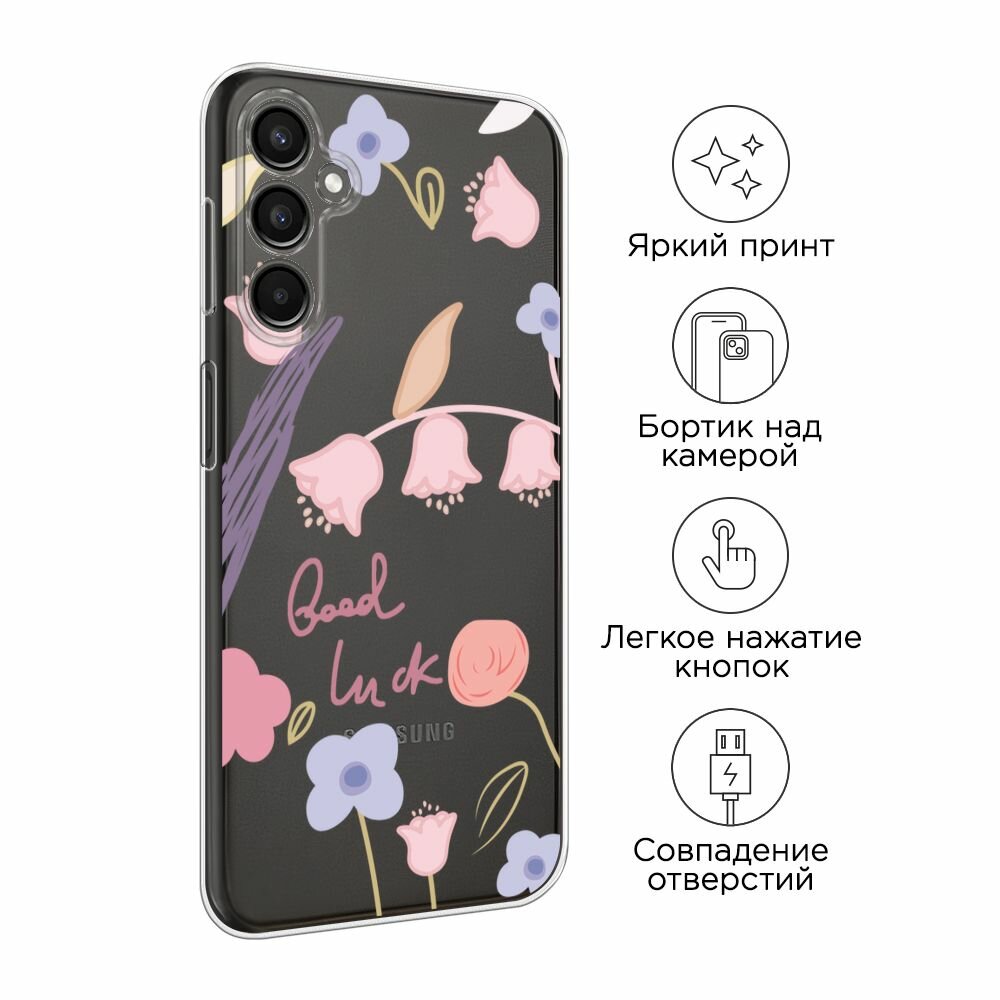 Чехол на Samsung Galaxy A24 / Самсунг Галакси A24 с принтом "Lucky flowers", прозрачный — фото 1